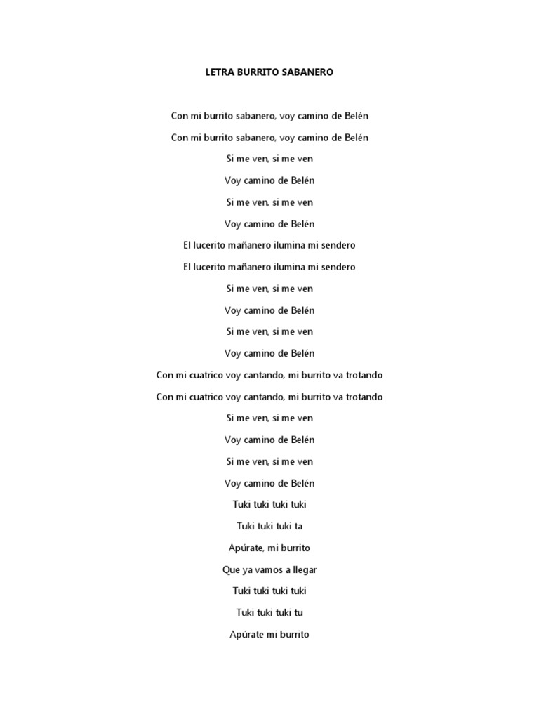 Letra Burrito Sabanero | PDF