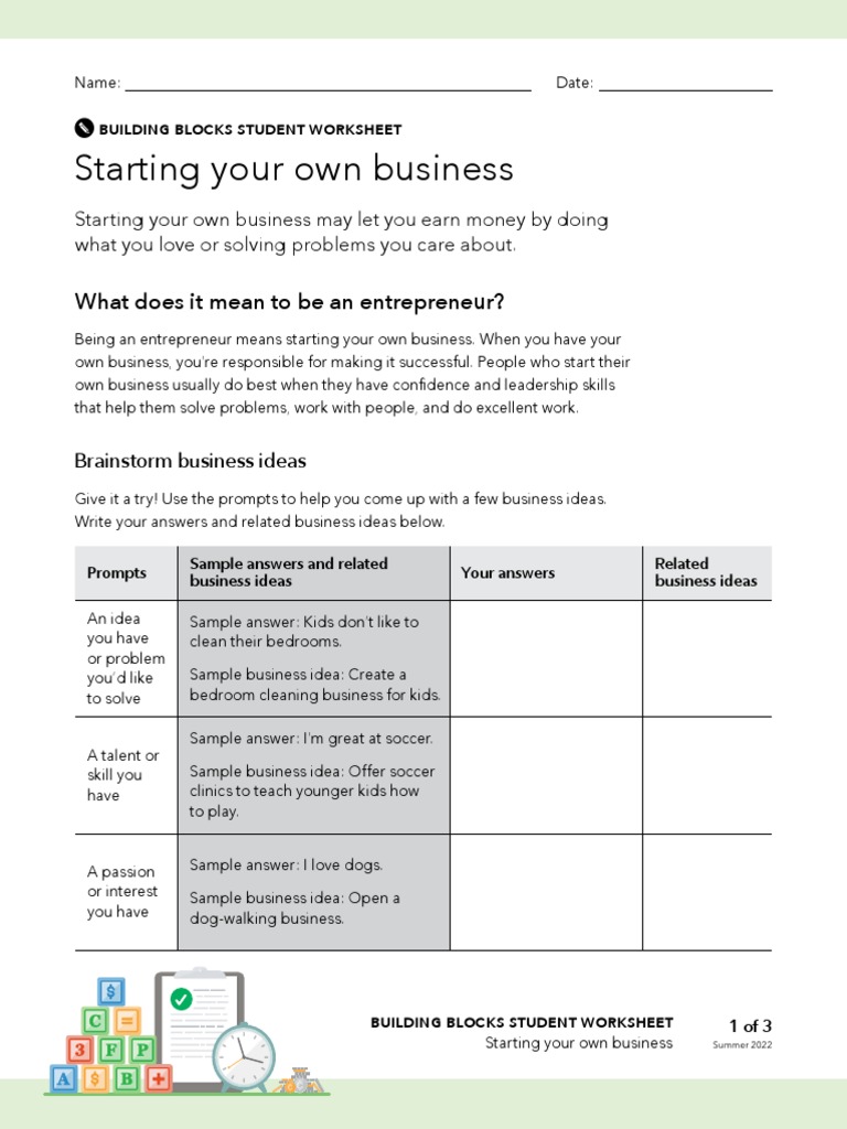 Student Business Idea Worksheet | PDF | Cognitive Psychology | Cognition