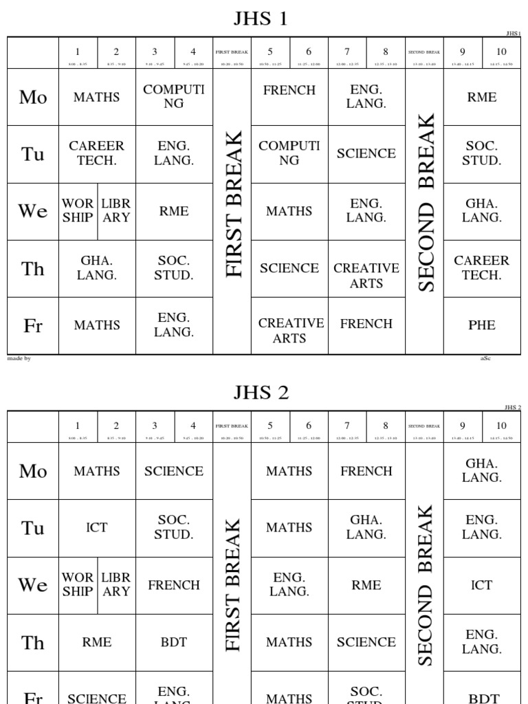 Basic 7 9 Time Table Prof Duker | PDF