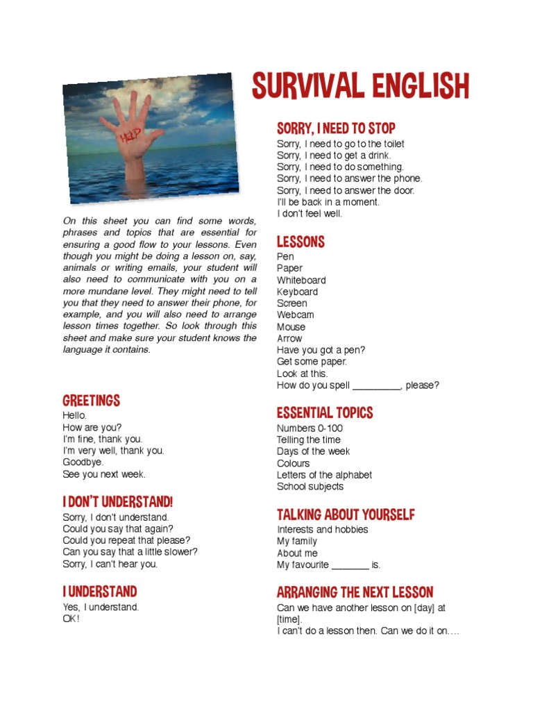 Survival English | PDF | Linguistics | Human Communication
