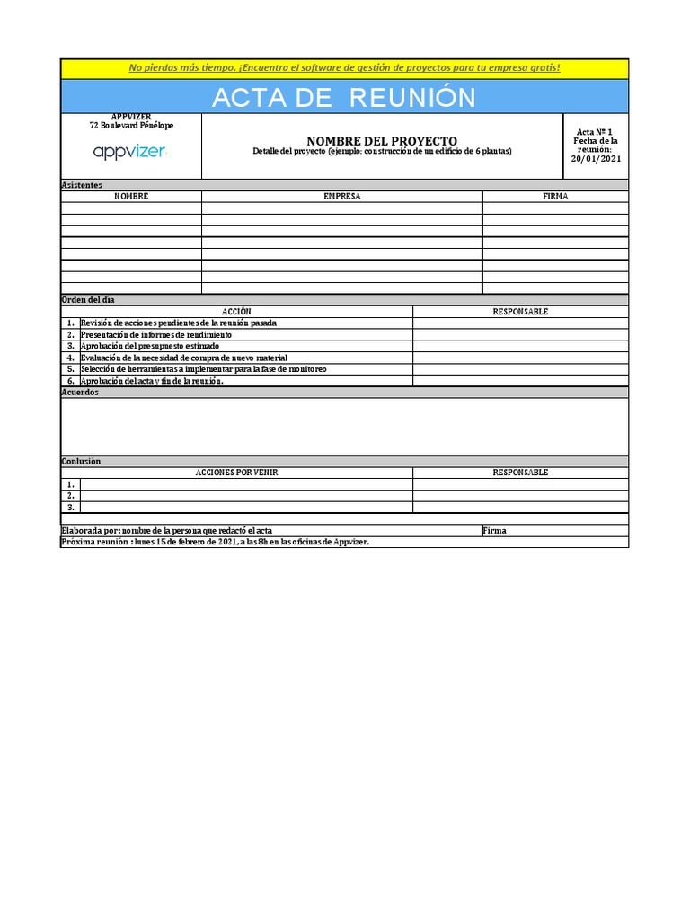 Modelo de Acta de Reunion | PDF | Informática