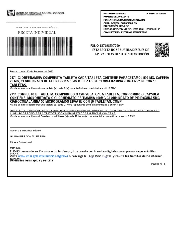 Receta Del Imss | PDF | Farmacología | Drogas