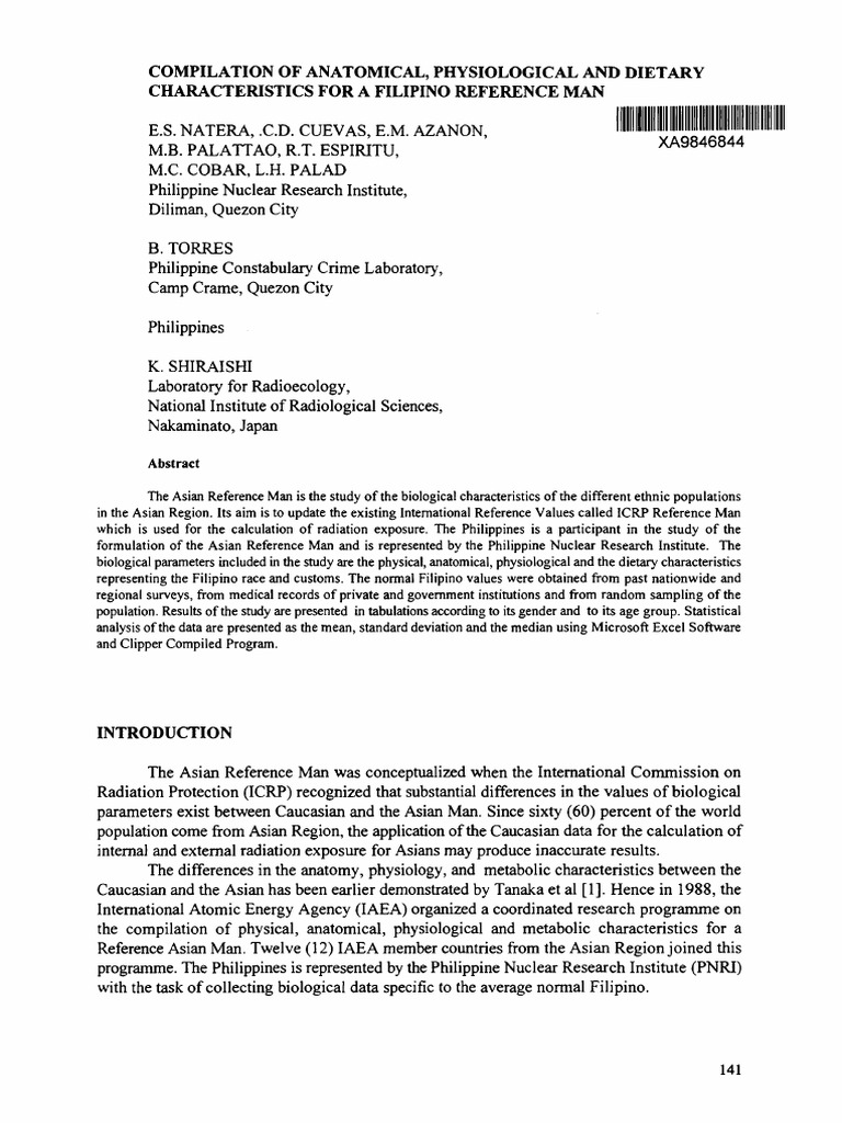 Compilation of Anatomical, Physiological and Dietary Characteristics ...