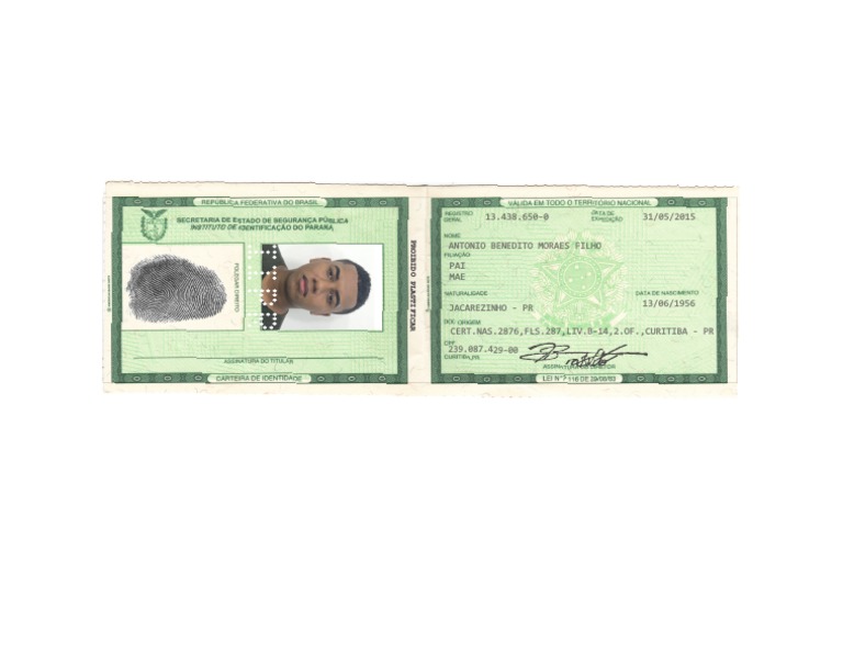 Certidão de Nascimento de Antonio Moraes Filho | PDF