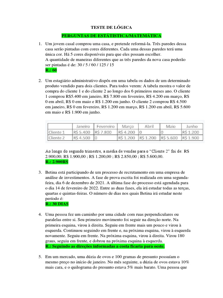 Teste de lógica e interpretação de texto | PDF | Agricultura | Science