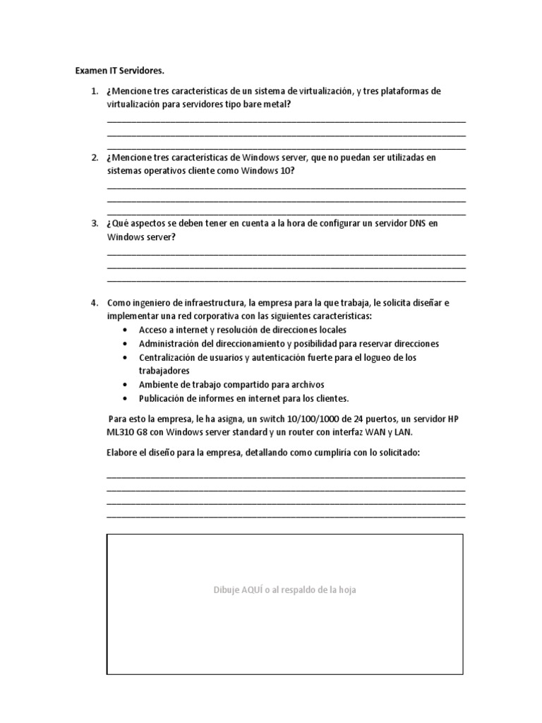 Examen IT: Servidores y Virtualización | PDF | Servidor (Computación ...