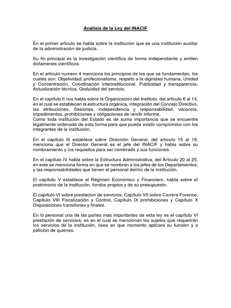 Análisis de La Ley Del INACIF | PDF