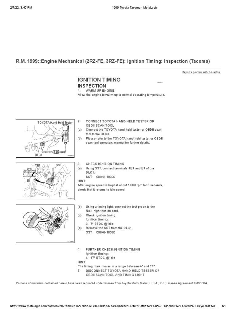 3RZ Engine Timing | PDF | Automotive Technologies | Engines