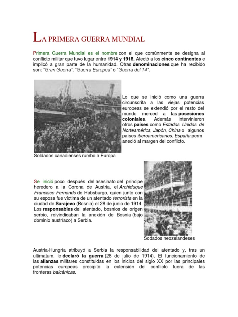 Causas de la Primera Guerra Mundial | PDF | Austria Hungría | imperio ...