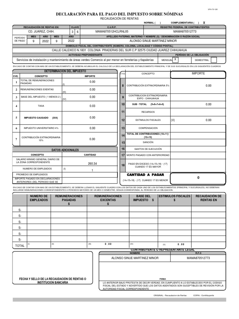 Formato Isn Sep 2022 | PDF | Impuestos | Economias