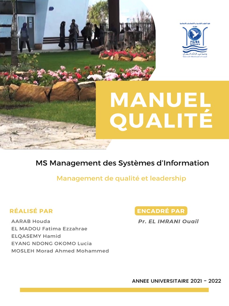Manuel de Qualité FSJES Tétouan | PDF | Système de management de la ...