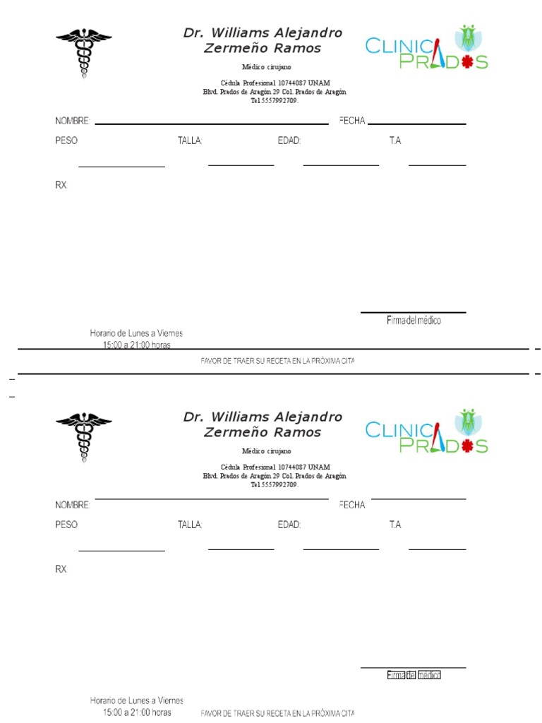 Formato de Receta Medica para Imprimir | PDF | Ciencia y matemáticas
