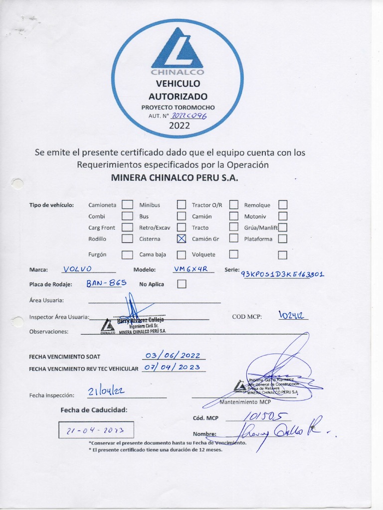 Cisterna Ban 865 | PDF | Seguro | Informática