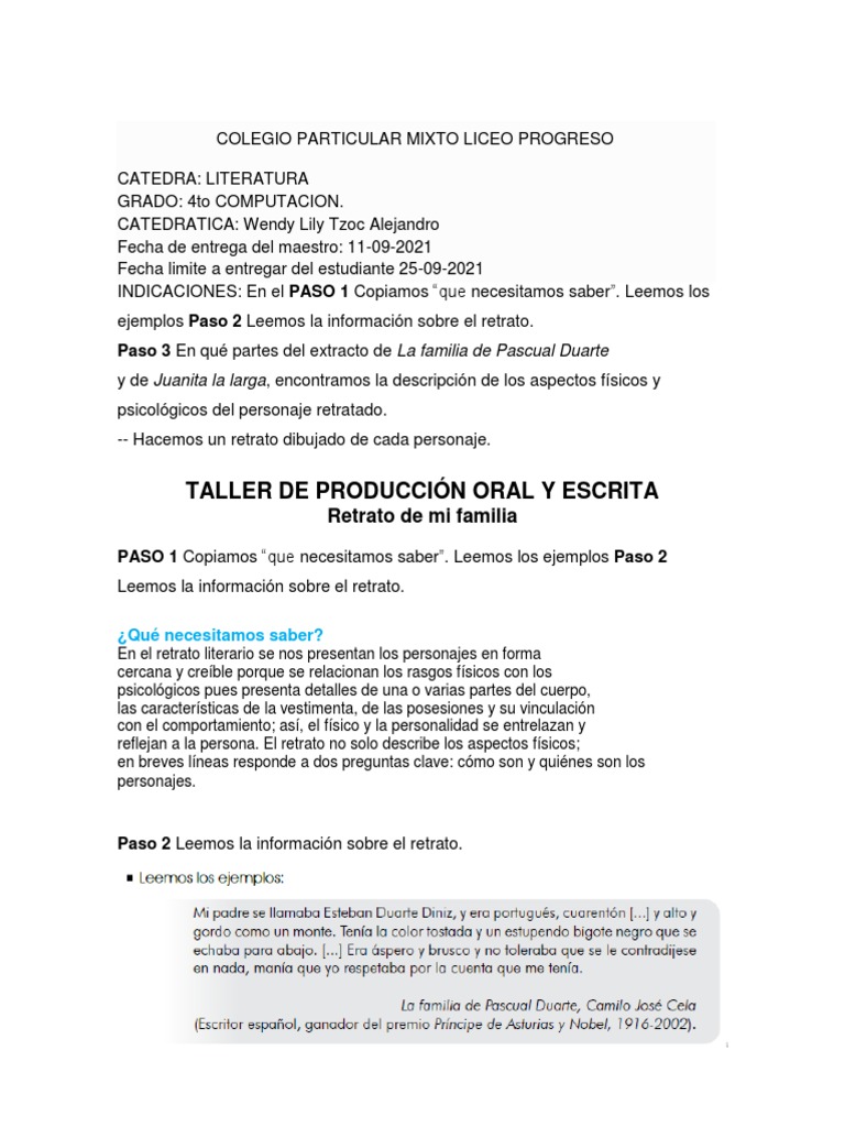 2 SEMANA Retrato Literario COMPU | PDF