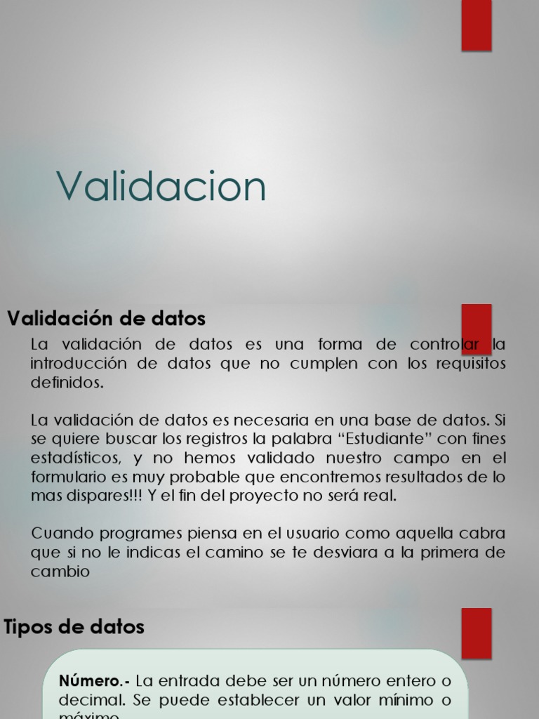 6 Validacion Datos | PDF | Redes | Internet y web