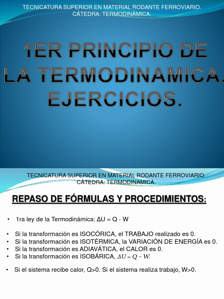1er Principio Ejercicios Ejemplo - 035141 | PDF | Termodinámica | Calor