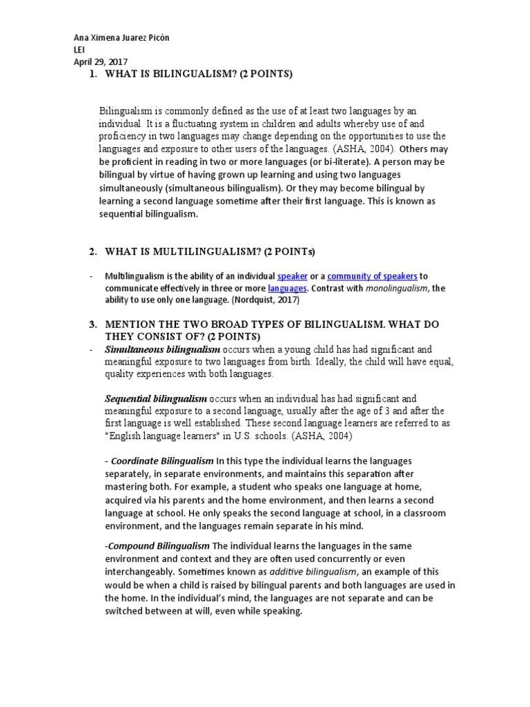 BILINGUALISM | PDF | Multilingualism | First Language