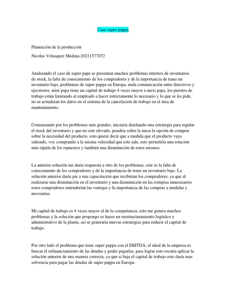 Caso Super Pappa | PDF | Economias | Business