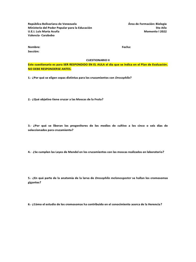 Cuestionario II | PDF