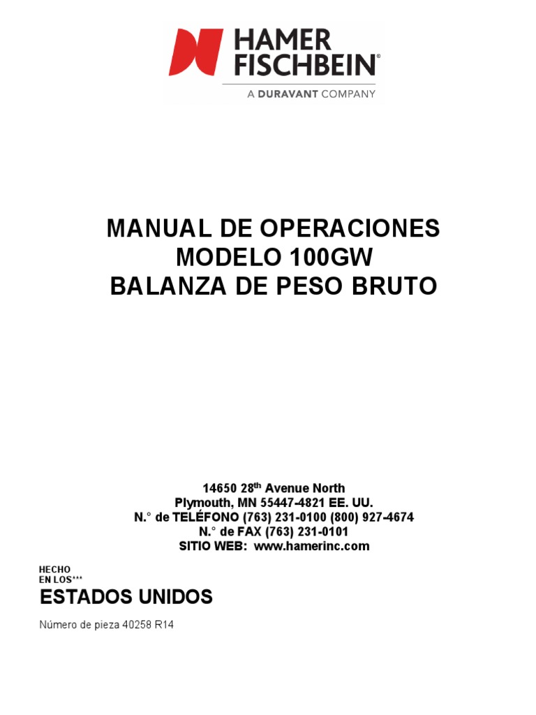 100GW Operations Manual Rev 14 - ESP | PDF | Balanza | Calibración