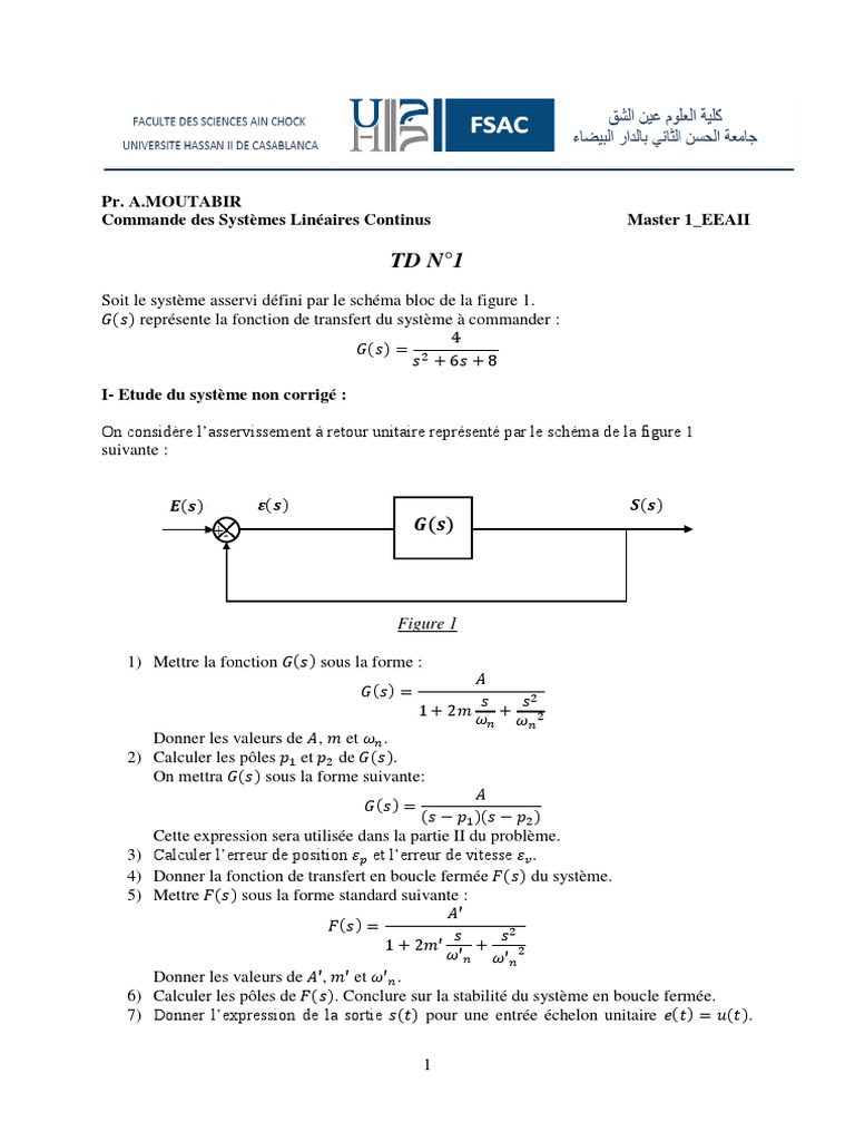 Analyse des Systèmes Linéaires Asservis | PDF | Automatisation ...