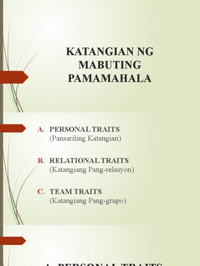 Katangian NG Mabuting Pamamahala | PDF