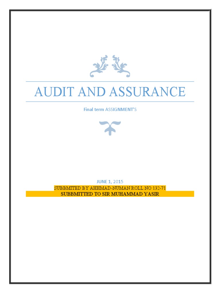 Audit and Assurance Final Term Assignment's | PDF | Audit | Auditor's Report