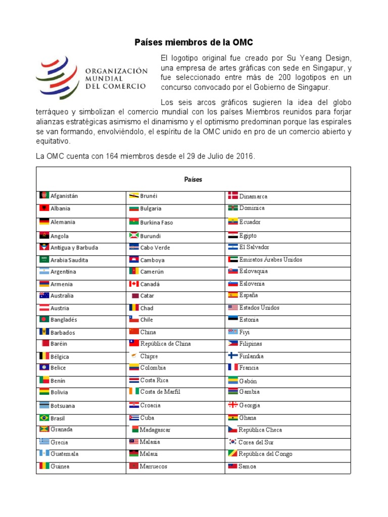 Países Miembros de La OMC | PDF | Relaciones Internacionales ...