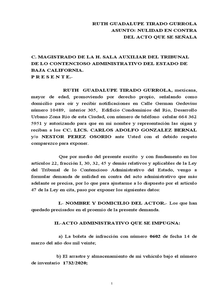 Ruth Elizabeth Tirado Gurrola Alcoholimetro | PDF | Caso de ley ...