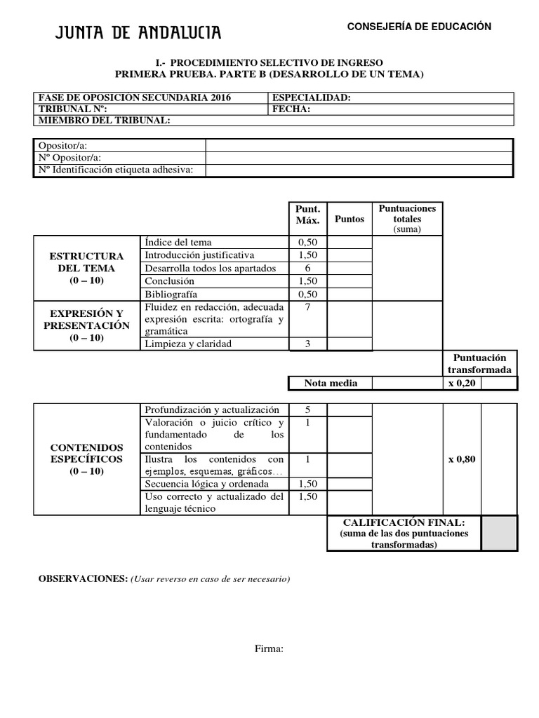 Plantilla Primera Prueba - Parte B | PDF