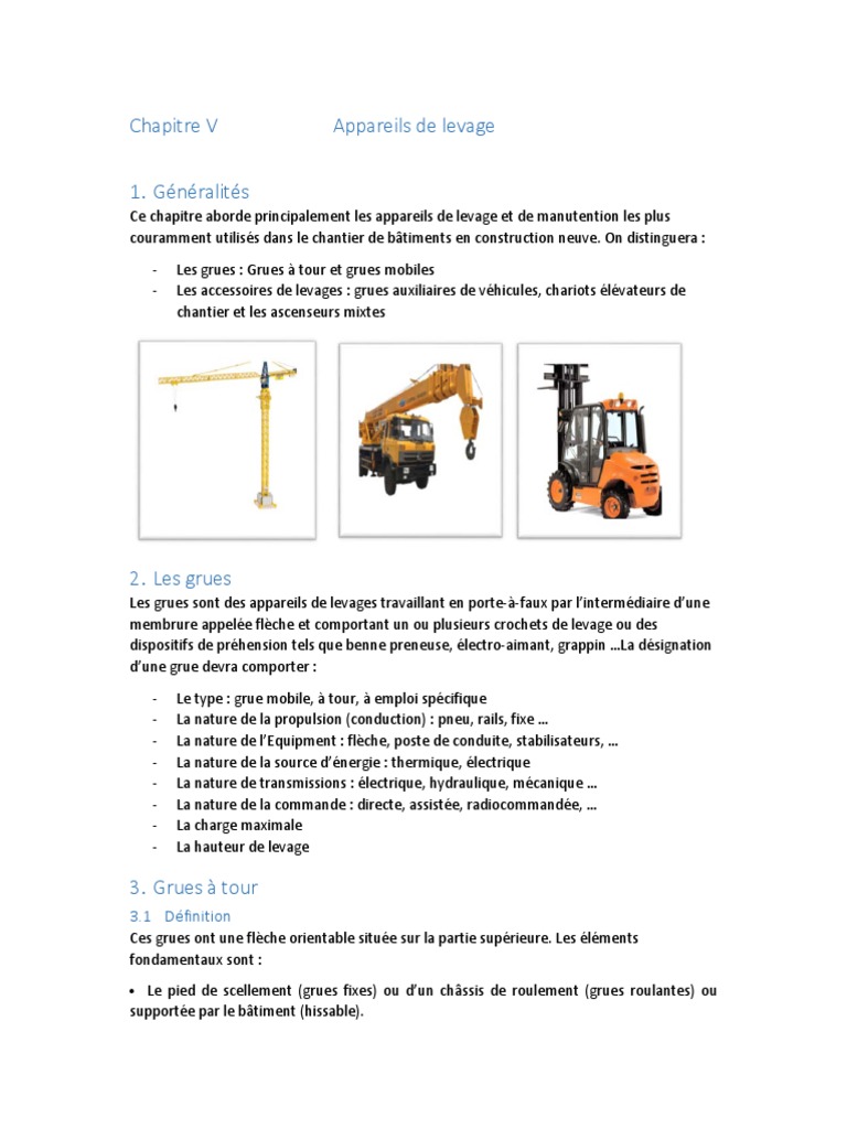 Chap5 Techno | PDF | Grue (Machine) | Biens manufacturés
