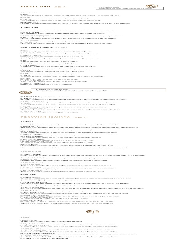 CartaOsakaBogota Esp | PDF | Salsa | Alimentos