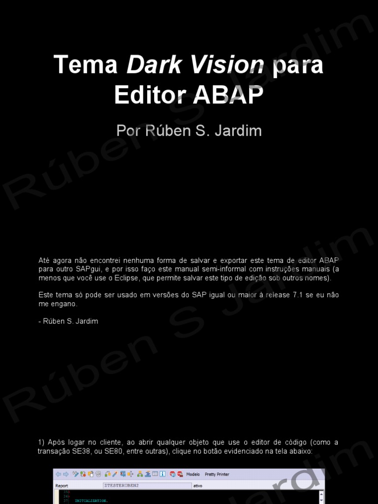Configuração do Tema Dark Vision ABAP | PDF | Informática | Programas