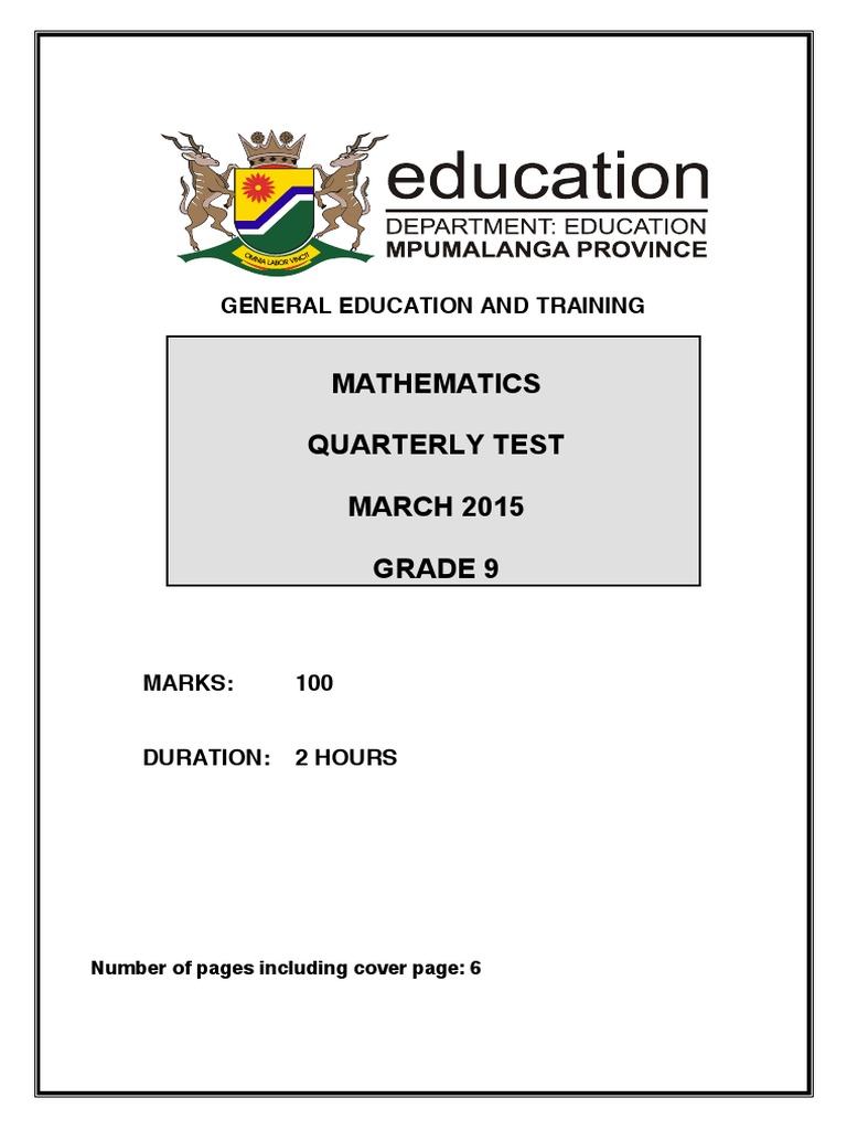 GR 9 Maths | PDF | Ratio | Sequence