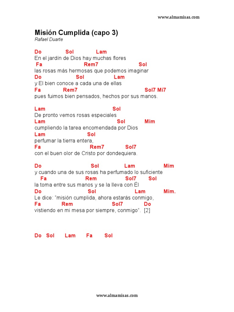 Misión Cumplida LETRA Y ACORDES | PDF