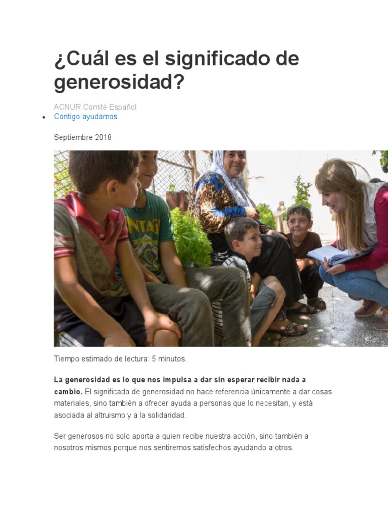 Cuál Es El Significado de Generosidad | PDF | Refugiado | Donación