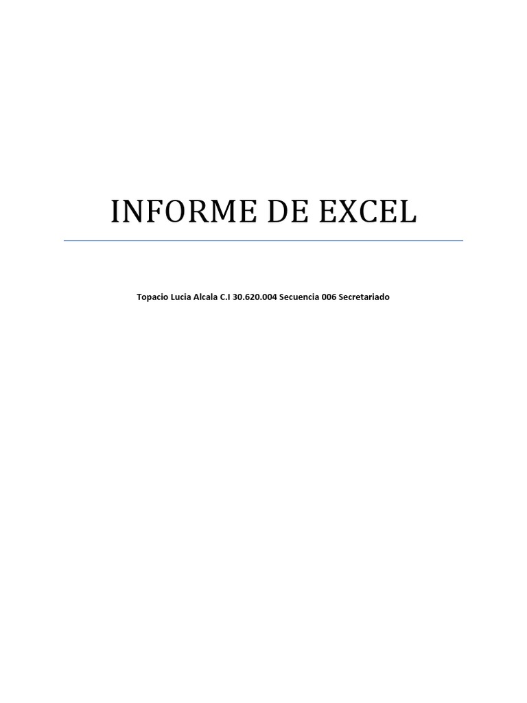 Informe Excel Topacio | PDF | Microsoft Excel