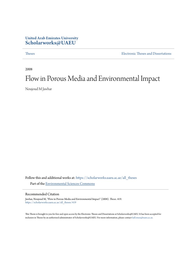 Flow in Porous Media and Environmental Impact | PDF | Permeability (Earth Sciences) | Porosity
