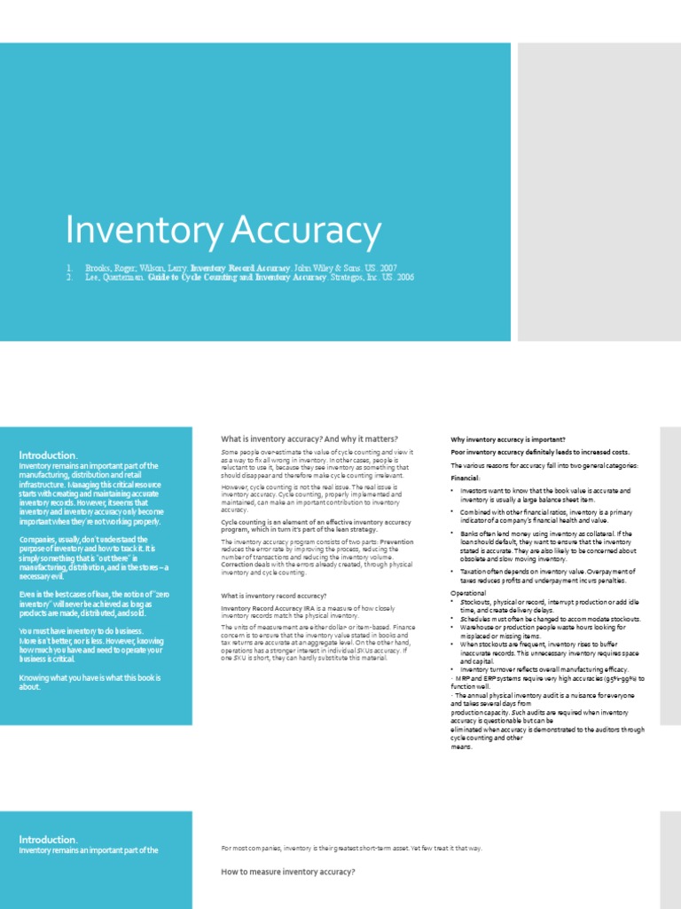 Inventory Accuracy | PDF | Inventory | Engineering Tolerance