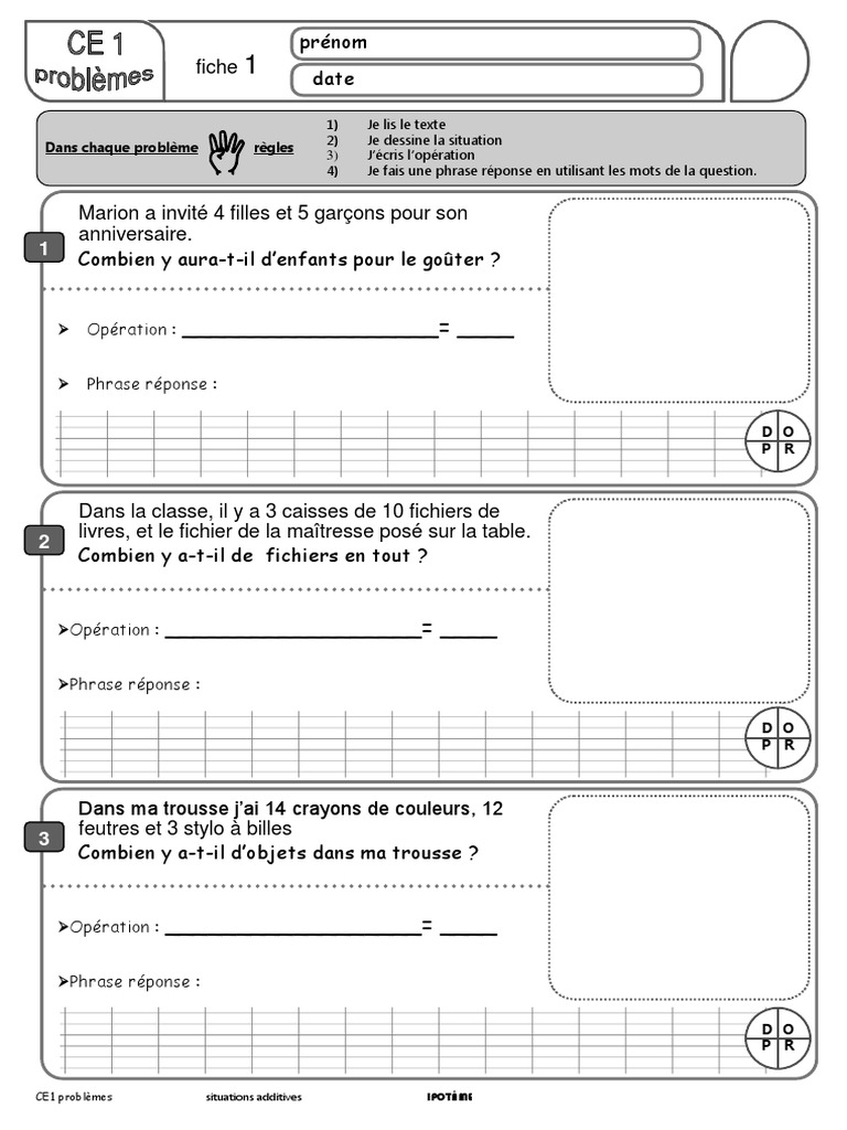 Problèmes de maths CE1 : IPOTÂME | PDF