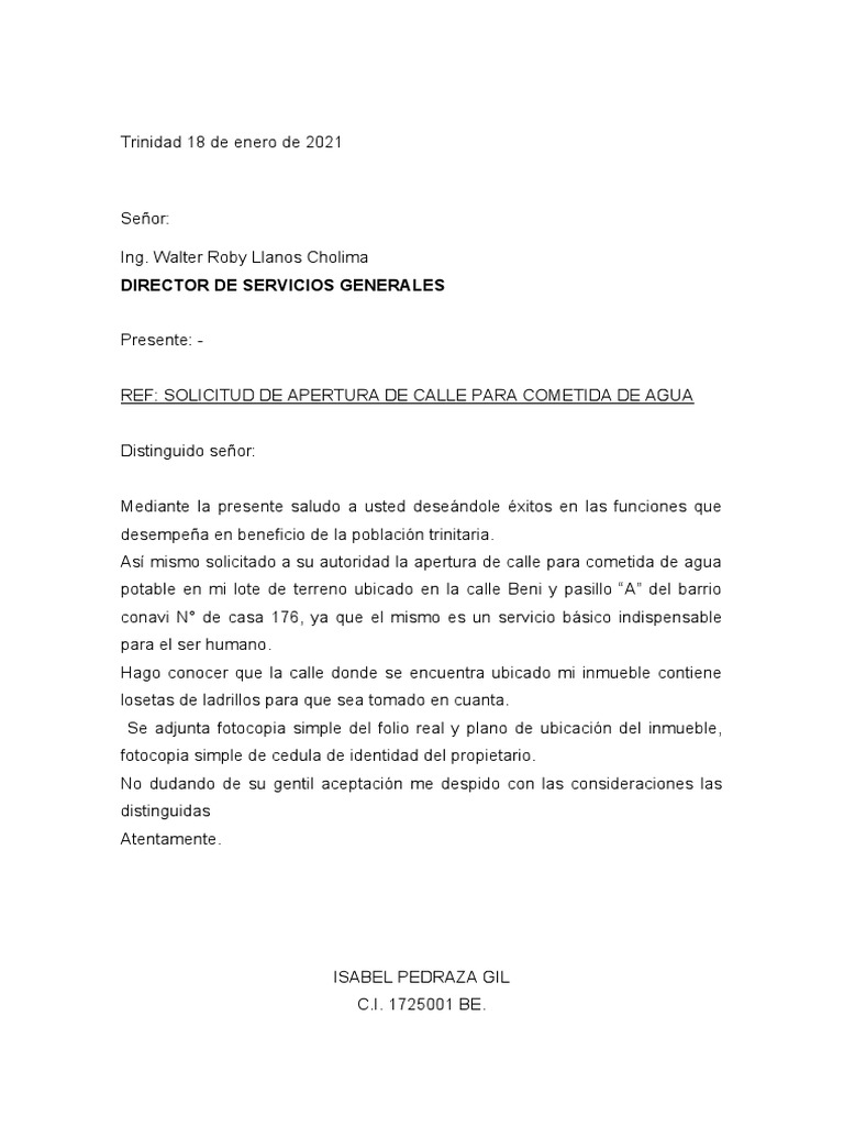 Carta Cometida de Agua | PDF