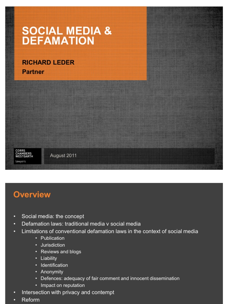 Social Media and Defamation | PDF | Defamation | Social Media