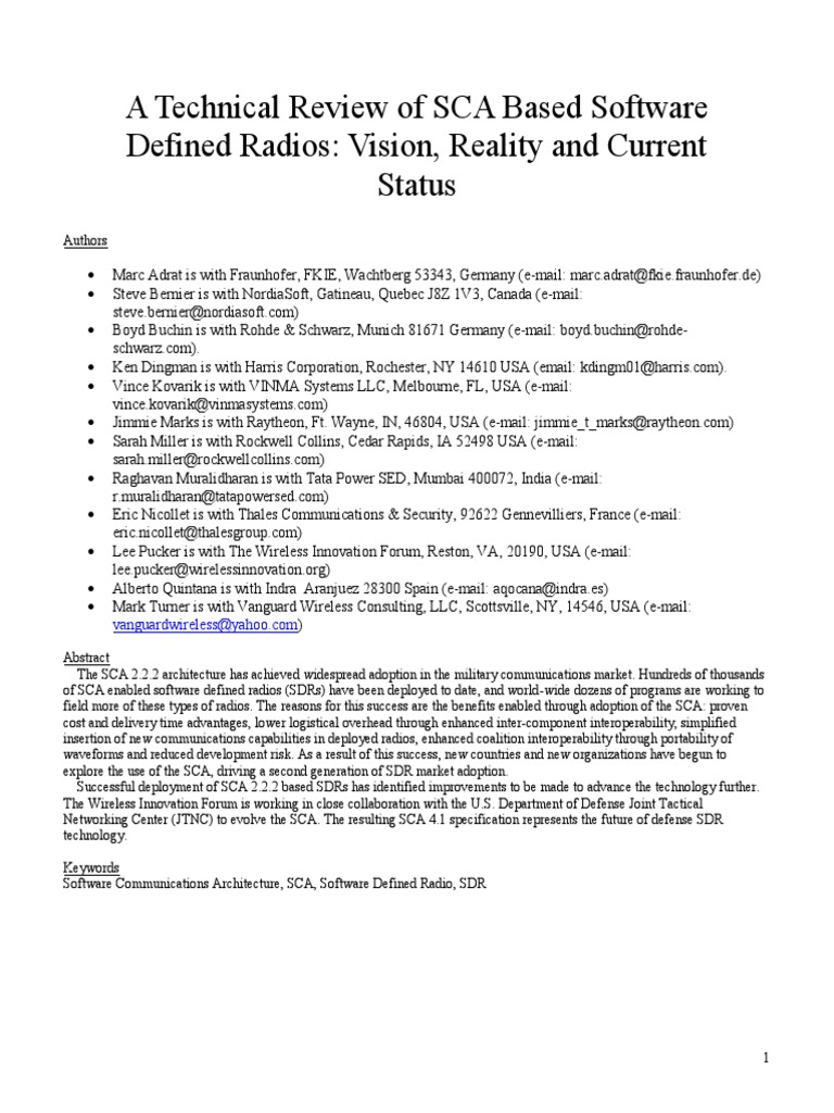 SCA 2.2.2 in Software Defined Radios | PDF | Software Defined Radio ...
