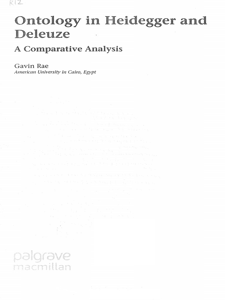 Rae - 2014 - Ontology in Heidegger and Deleuze. A Comparative Analysis | PDF | Gilles Deleuze ...