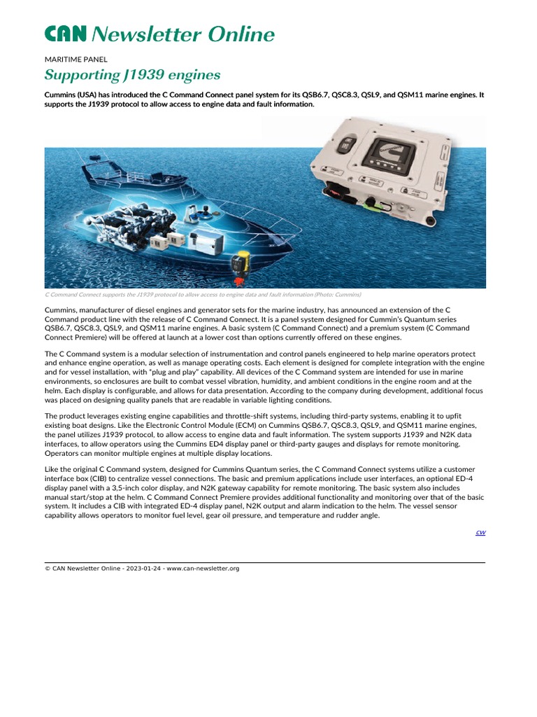 Supporting j1939 Engines - C Command Connect - Cummins | PDF | Engines ...