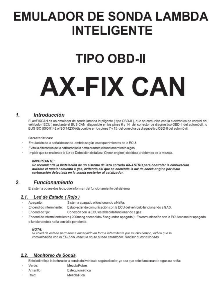 Emulador Sonda Lambda AX-Fix CAN | PDF | Industria automotriz ...