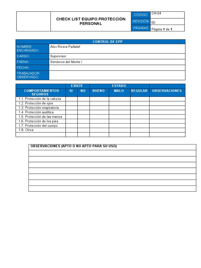 CH-04 Checklist EPP General | PDF