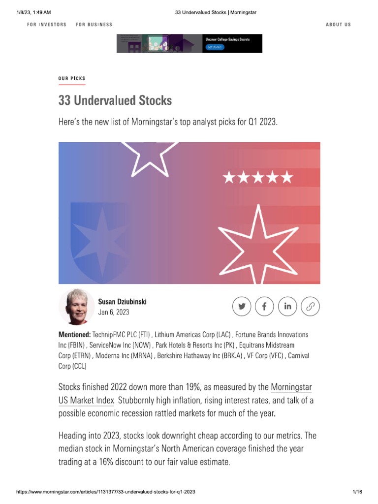33 Undervalued Stocks - Morningstar | PDF