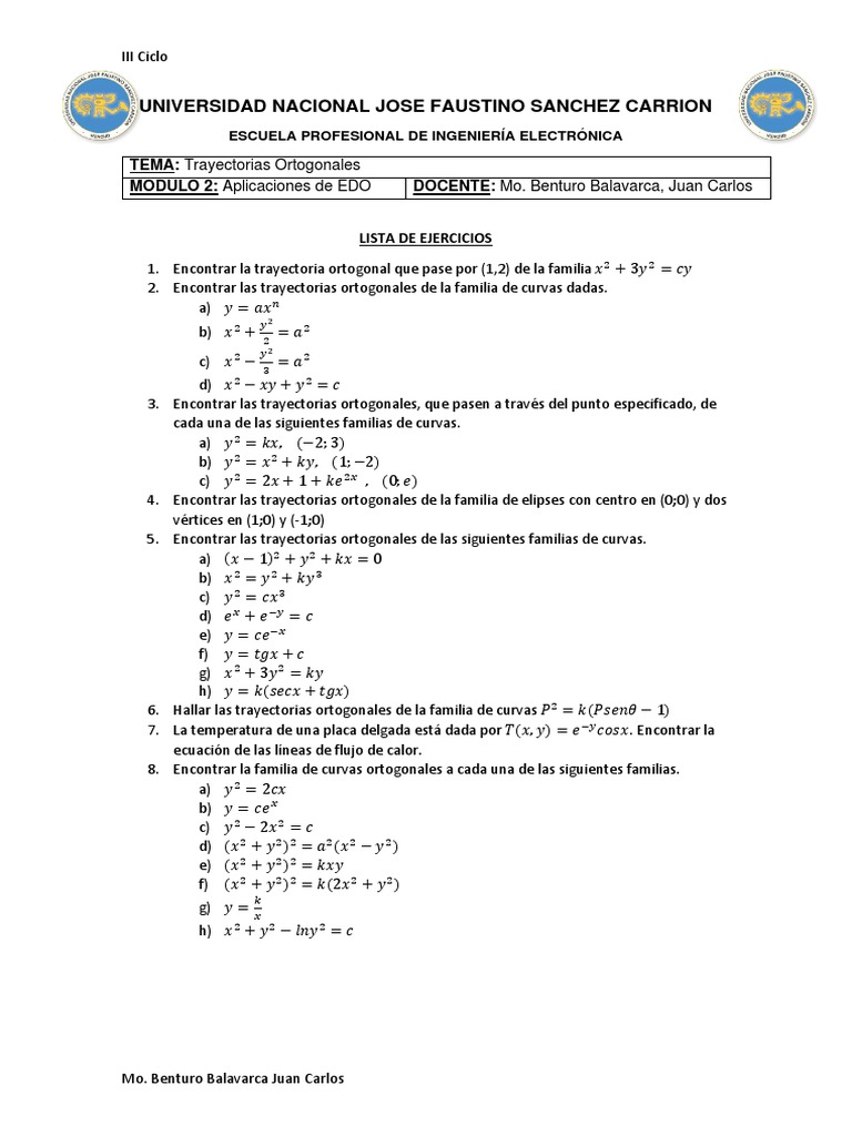 Trayectorias Ortogonales en EDO | PDF