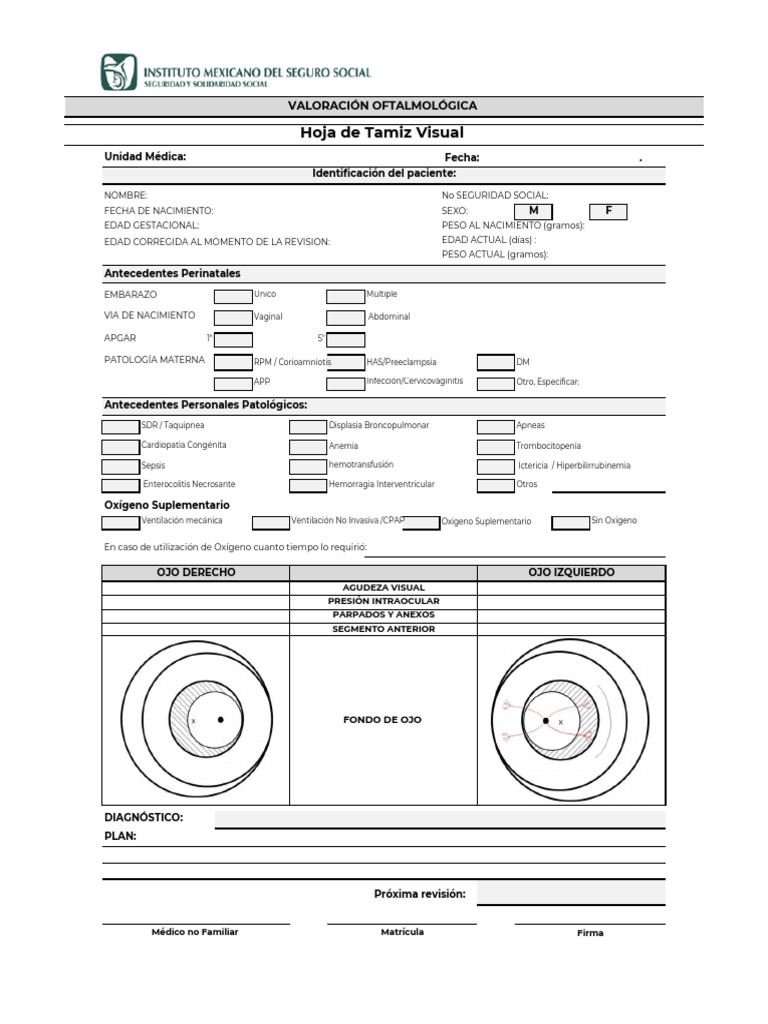 Formato Tamiz Visual IMSS (Anverso 1a Vez) | PDF | Medicina ...